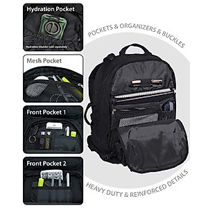 Rockland Military Tactical Laptop Backpack, Black, Large