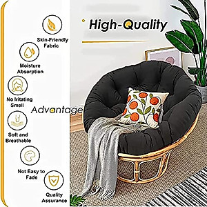 OMKUOSYA Papasan Round Chair Cushion Pads Only，Thicken Overstuffed Removable Seat Chair Cushions Hanging Swing Pad for Patio Garden Outdoor Indoor Terrace (Without Chair) Khaki 80cm/32inch