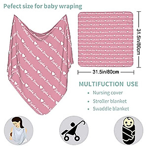 SIMIEEK Personalized Baby Swaddle Blanket Girl Boy Custom Name Receiving Blanket with Bow Headband and Hat Set Customized Baby Gifts