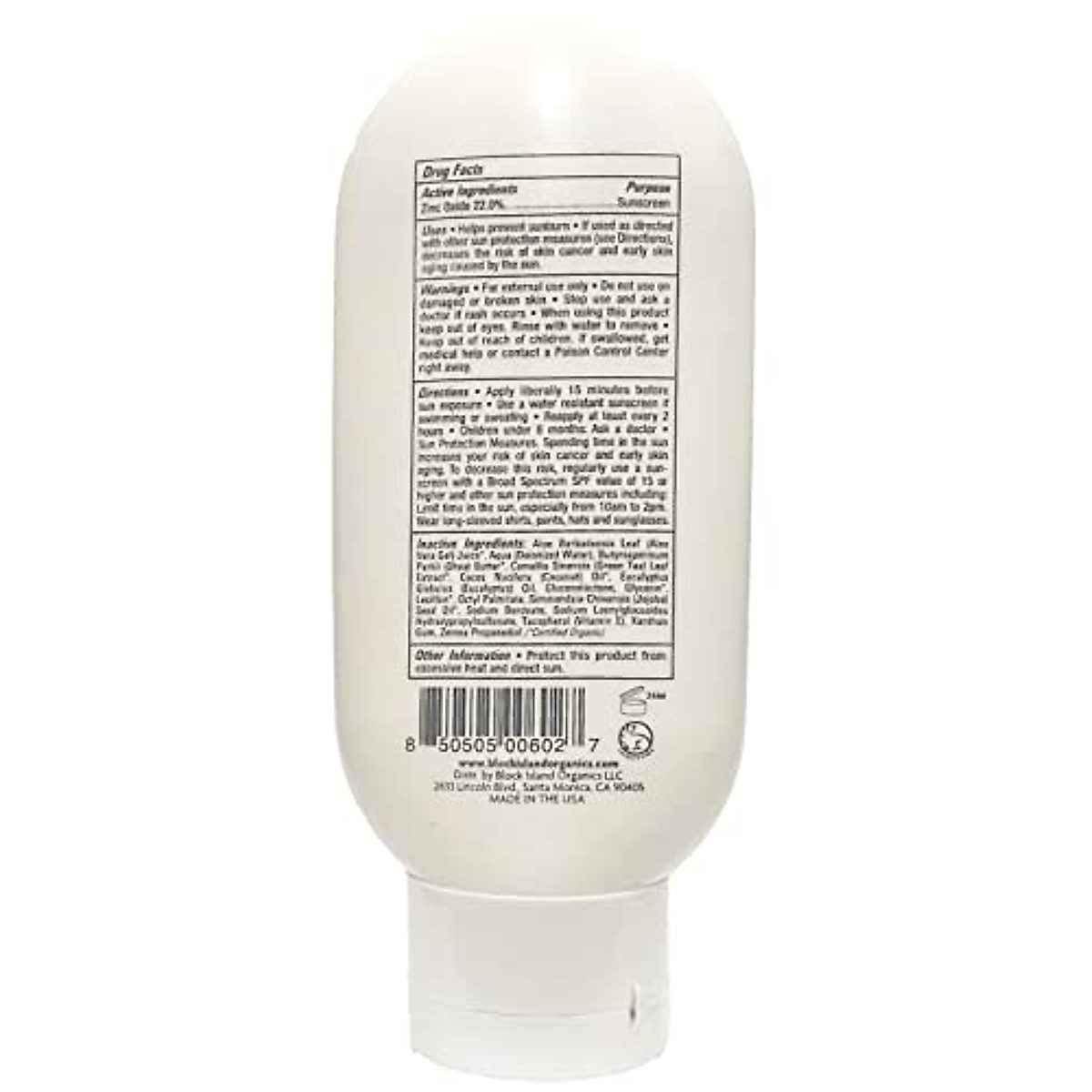 Block Island Organics - Natural Mineral Sunscreen SPF 30 - Broad Spectrum UVA UVB Protection - Non-Nano Zinc - Lightweight Non-Greasy Sunblock - EWG Recommended - Non-Toxic - Made in USA 3.4 FL OZ