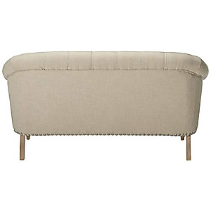 Coaster Furniture Loveseat Settee Natural Fabric Weathered Grey Chrome 902498