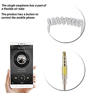 Yoidesu Universal 3.5mm Jack Acoustic Hollow Air Tube Earbuds Headphones with Microphone,Anti-Radiation in-Ear Single Earbud,Wired Cell Phone Earpiece (Clear)