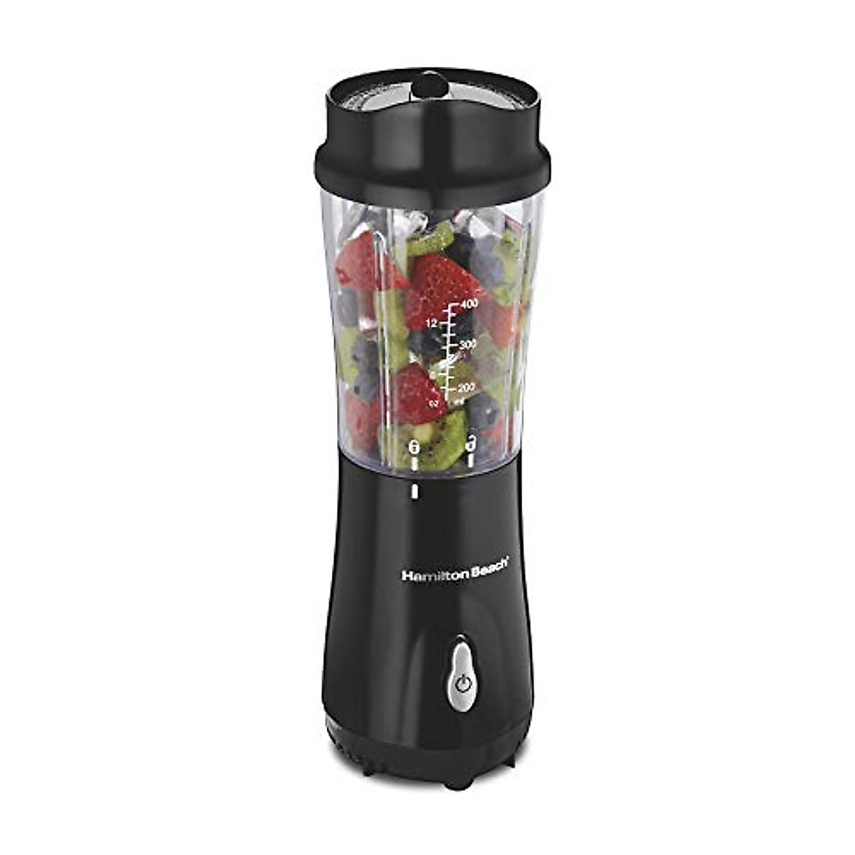 Hamilton Beach Personal Blender with 14oz Travel Cup and Lid, Black & Power Elite Blender with 12 Functions for Puree, Ice Crush, Shakes and Smoothies and 40oz Glass Jar, Black and Stainless Steel