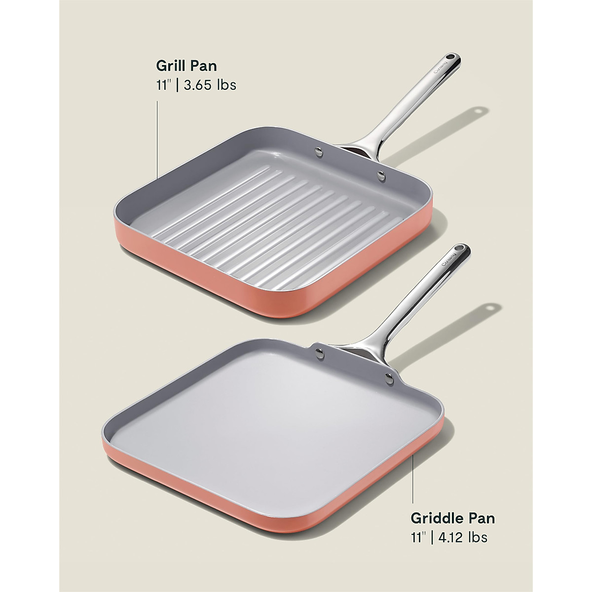 Caraway Griddle Pan & Grill Pan Duo - Non-Stick Ceramic Coated - Non Toxic, PTFE & PFOA Free - Oven Safe & Compatible with All Stovetops – Perracotta
