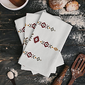 AMZRicher 2 Pack Kitchen Towels with Hanging Loop Super Absorbent Soft Dish Towels for Kitchen Southwest Tea Hand Towels Drying Cleaning Home Decor Boho Native American Tribal Geometric