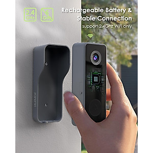 MUBVIEW Wireless Doorbell Camera with Chime 2K HD, WiFi Video Doorbell Camera with Voice Changer, Motion Detector, Anti-Theft Device, Night Vision, 2-Way Audio, SD/Cloud Storage, No Subscription