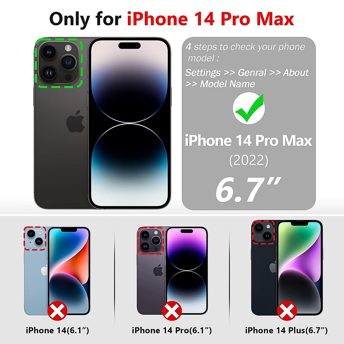 Varikke for iPhone 14 Pro Max Wallet Case Detachable with Card Holder for Women, Fashion Glitter Leather Strap Magnetic Flip Wallet Removable Phone Case Cover for iPhone 14 Pro Max 6.7", Dark Purple