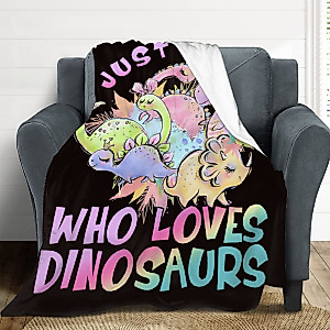 Just A Girl Who Loves Dinosaurs Blanket Cute Dinosaurs Decor Throw Blanket Gifts for Girls Super Warm Soft Plush Lightweight Fleece Flannel Blanket Winter Bedding Blanket for Kids Adults Women 40"x50"