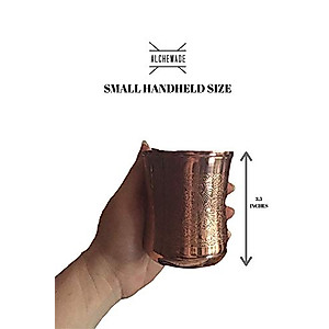 Alchemade 100% Pure Copper Mint Julep Tumbler Cups - 12 Oz Derby Cups With Etched Floral Design For Mint Juleps, Cocktails, Or Your Favorite Beverage - Keeps Drinks Colder, Longer