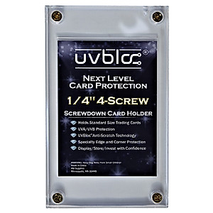 UVBLOC Baseball Card Holder Cases (5 Pack) Protectors Hard Plastic Screw Down 35pt Sleeves for Trading Football Basketball Pokemon Sports Cards