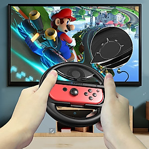 momen Switch Steering Wheel for Switch Controllers, Switch Racing Wheel Handle Kit for Joy-Con Controllers 4 Pack Perfect for Switch Rracing Game (Black, Blue, Red)