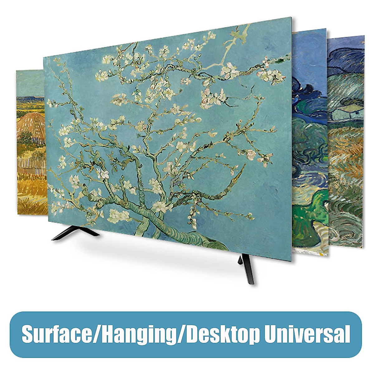 IKIID TV Cover Oil Painting Style 19-65in TV Cover Dust Proof TV Screen Protector for LCD/LED，Indoor Bedroom Living Room Decoration Television Dust Cover LED(Size:40-43 inches)