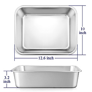 Homikit Lasagna Baking Pan, 9 x 13 Inches Stainless Steel Deep Baking Dish, Large Metal Roasting Tray Pan for Oven Toasting Turkey Cooking Casserole, Rust free & Heavy Duty, Nonstick & Dishwasher Safe