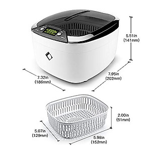 LifeBasis Ultrasonic Jewelry Cleaner Ultrasonic Cleaner Machine 850ml (28 Ounces) LCD Screen with 5 Digital Timer Watch Stand CD Holder for Jewelry CD DVD Watches Glasses Makeup Brush