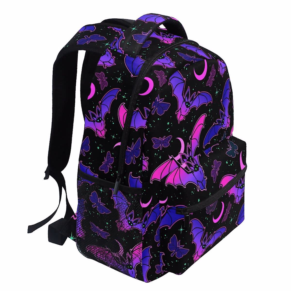MNSRUU Student School Bag Purple Bat Gothic Backpack for Girls Boys College Bookbag Laptop Rucksack Travel Backpack for Adult Teen Casual Daypack