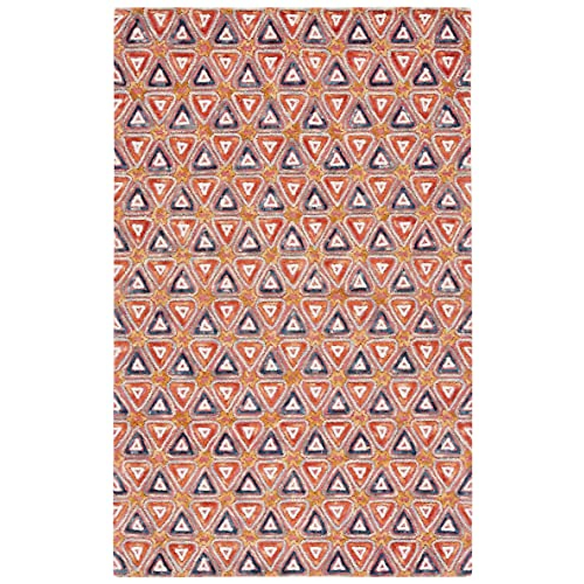 SAFAVIEH Trace Collection Area Rug - 5' x 8', Red & Navy, Handmade Wool, Ideal for High Traffic Areas in Living Room, Bedroom (TRC514Q)