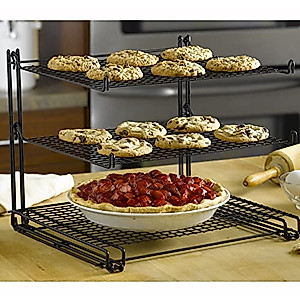 Nifty 3-Tier Cooling Rack – Non-Stick Coating, Wire Mesh Design, Dishwasher Safe, Collapsible Kitchen Countertop Organizer, Use for Baking Cookies, Cakes, Pies