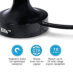 Magic Stick TV MS-50A Model - Antenna TV Digital HD Indoor - Amplified HD Digital TV Antenna for Digital TV Indoor - HDTV Antenna 1080P HD Channels, 16.5ft Coaxial Cable - Black