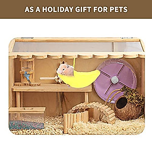 YAFIYGI 2Pack Rat Hammock for Cage Hamster Soft Bed Small Pet House Animals Warm Squirrel Hedgehog Guinea Pig Bed House for Mouse, Chinchilla, Rat, Gerbil and Dwarf Hamster（Yellow+Green