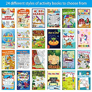 Kalysky 24 Mini Activity Books for Kids Party Favors ages 4-8 8-12,Fun and Challenges include Mazes, Dot to Dot,Word Search, Word Scramble and More for Goodie Bag Stuffer Classroom Activity