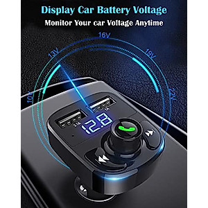Handsfree Call Car Charger,Wireless Bluetooth FM Transmitter Radio Receiver,Mp3 Audio Music Stereo Adapter,Dual USB Port Charger Compatible for All Smartphones,Samsung Galaxy,LG,HTC,etc.