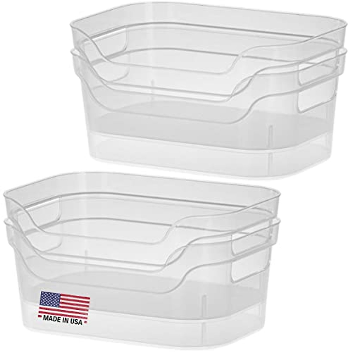 Tribello Open Clear Storage Bins, Closet Shelf Organizer Bins, Small, 9” X 6” X 4”, Pack of 4 - Made In USA