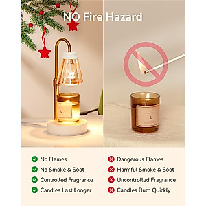 ULG 2-Pack Candle Warmer Lamp with Dimmer, Lamp Candle Heater with 4 Bulbs for 3 Wick Candles, Height Adjustable Candle Melter Light for Scented Wax, for Her/Mom, Amber