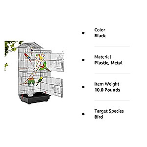 39-inch Roof Top Large Flight Parrot Bird Cage Accessories Medium Roof Top Large Flight cage Parakeet cage for Small Cockatiel Canary Parakeet Sun Parakeet Pet Toy