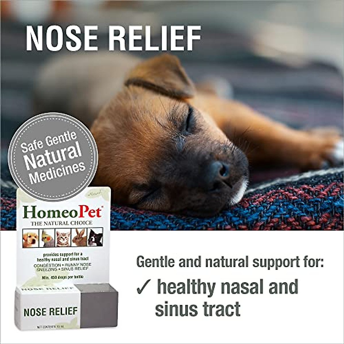 HomeoPet Nose Relief, Natural Sinus Relief for Pets, 15 Milliliters