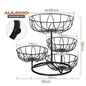 Auledio 4-Tier Countertop Fruit Basket Bowl Vegetables Storage Holder,Black