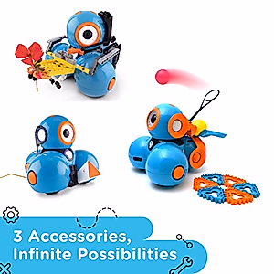 Wonder Workshop Dash Robot Wonder Pack – Coding Educational Bundle for Kids 6+ – Free STEM Apps with Instructional Videos - Launcher Toy, Sketch Kit Drawing, Gripper Building