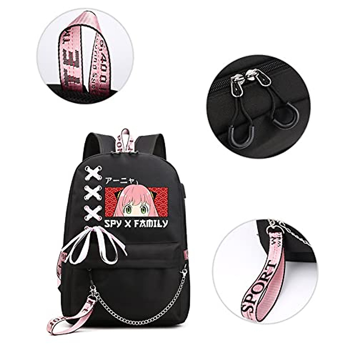 Anya Forger Backpack Cosplay Yor Forger Backpack Kawaii Backpack Schoolbag With Ribbon For Girls