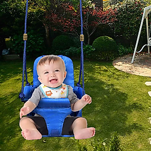 Kiriner Toddler Swing Seat for Outside 4.0 LBS Lightweight Hanging Swing Outdoor Tree Swing Seat with Seat Belt, Adjustable Ropes Swing Set Accessories Replacement Blue