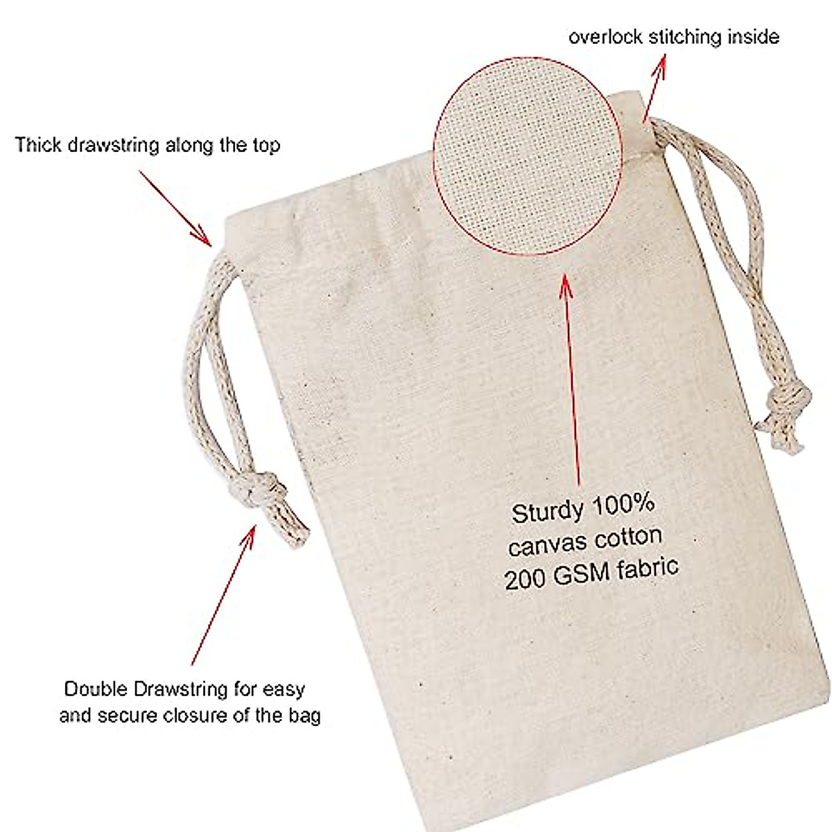 BIGLOTBAGS Canvas Cotton Bags Double drawstring Pack of 12 (8x10 Inches)