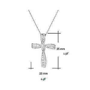 FANCIME Cross Necklace For Women Sterling Silver Cubic Zirconia Twisted Cross Infinity Open Loop Pendant Gift For Women, 18" Extender