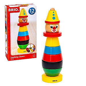 BRIO Infant & Toddler 30120 - Stacking Clown - 9 Piece Wood Stacking Toy for Kids Ages 1 and Up