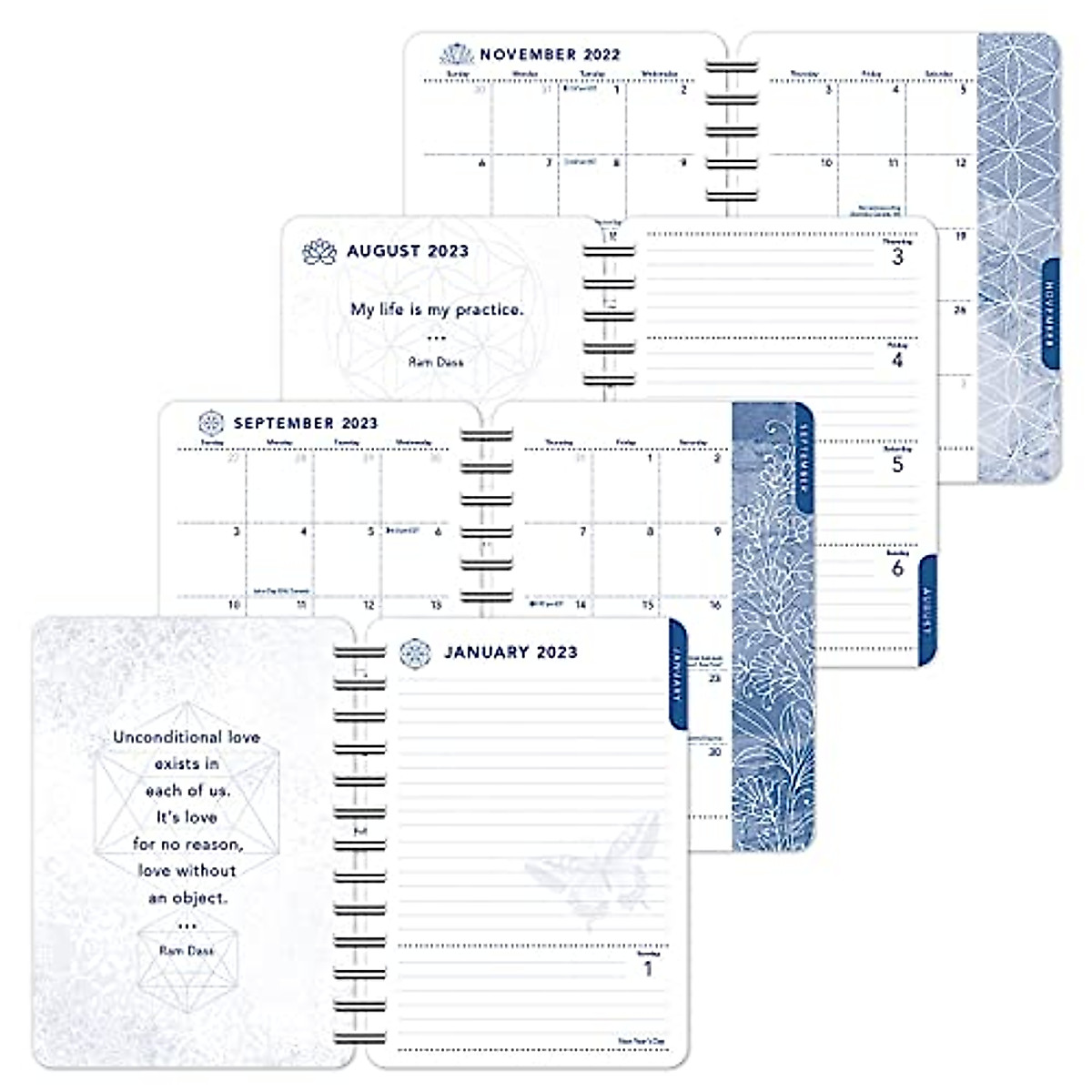 Ram Dass 2022-2023 Weekly Planner: Be Here Now | On-the-Go 17-Month Calendar (Aug 2022 - Dec 2023) | Compact 5" x 7" | Flexible Cover, Wire-O Binding, Elastic Closure, Inner Pocket