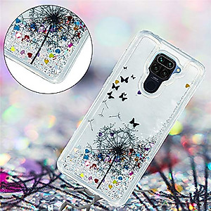EMAXELER Compatible with Redmi Note 9 Case Cover 3D Creative Design Cartoon Pattern Anti-Fall Flowing Quicksand Bling Shiny Liquid TPU Soft Case for Redmi Note 9 TPU Dandelion XY.