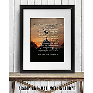 Once a Marine, Always a Marine - Inspiring USMC Creed Wall Decor Poster, This Famous American Flag Raising on Iwo Jima Is An Ideal Wall Art For Patriotic Home, Office Wall Decor, Unframed - 8x10"