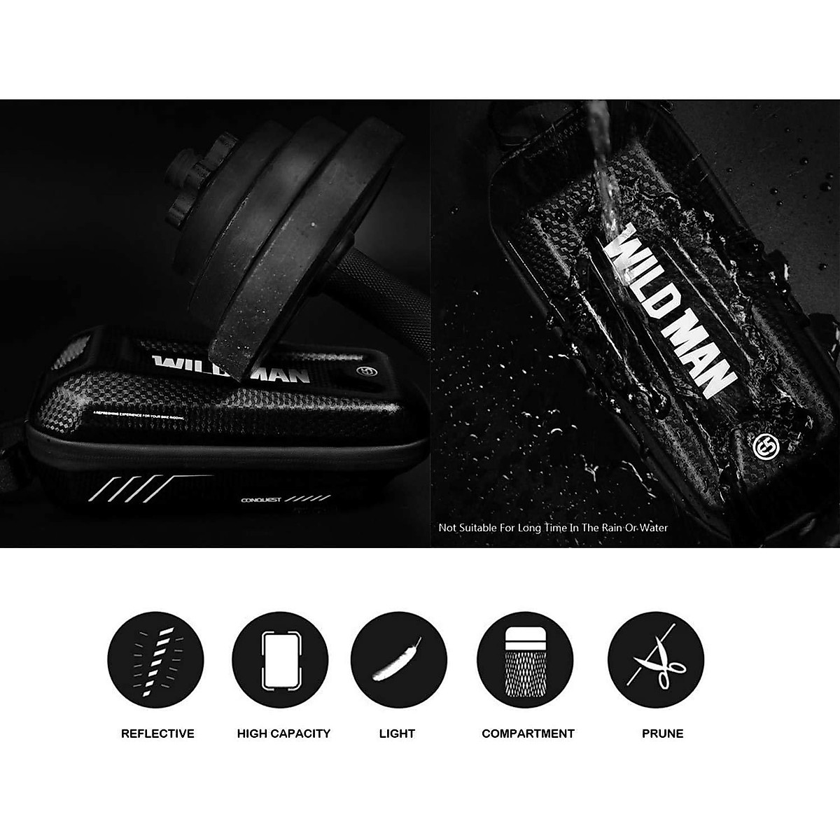 GLDYTIMES EVA Storage Bag Suitable for Electric Scooter Bicycle Trolley Front Suspension Bag Durable can Accommodate Charger Tool for Ninebot Xiaomi Scooter (New Black 3L)