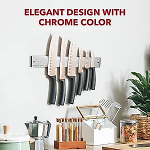 HONJO-MULLER Magnetic Knife Holder for Wall - 12 Inch Steel Knife Magnetic Strip | Home Kitchen Utensil Organizer for Easy Storage | Strong Magnet Strip for Knives and Utensils, Easy to Install