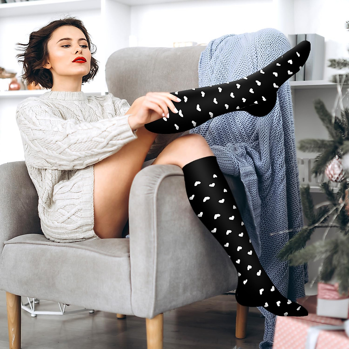 Bluemaple Copper Compression Socks Women & Men Circulation - Best for Running, Nursing, Hiking, Recovery, Flight & Travel Socks, Large-X-Large