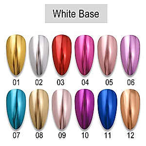 RoseFlower 12 Colors/Set Chrome Nail Powder Pen Holographic Nails Powder with Mirror Effect, Manicure Cushion, Neon Holographic Metallic Luster Powder Aurora Effect Pigment Glitter Fine Nail Art
