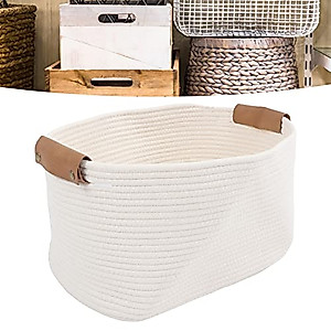 Cotton Rope Storage Basket, Woven Lightweight Rope Basket Large Capacity Flexible with Handle for Laundry (Type C)