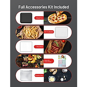 PARIS RHÔNE Air Fryer Oven 19QT, Family-Sized Toaster Oven, Convection Oven with Child Lock, Fits 12-inch Pizza, 6-Slice Toast, Button & Knob-Controlled Kitchen Appliance, Dishwasher Safe (19QT)