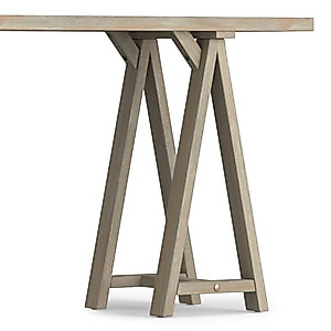 SIMPLIHOME Sawhorse SOLID WOOD 66 Inch Wide Modern Industrial Wide Console Sofa Table in Distressed Grey, For the Living Room, Entryway and Bedroom