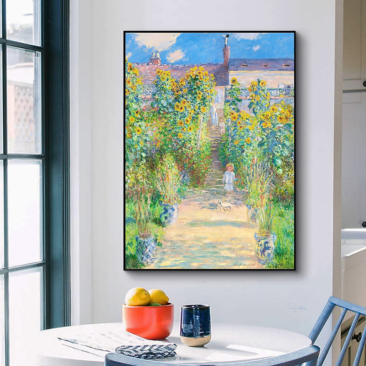 Claude Monet Canvas Wall Art - The Artists Garden at Vtheuil Poster - Fine Art Print - Oil Painting Reproduction - Nature Pictures Cool Wall Decor for Living Room Bedroom Unframed (12x16in/30x40cm)