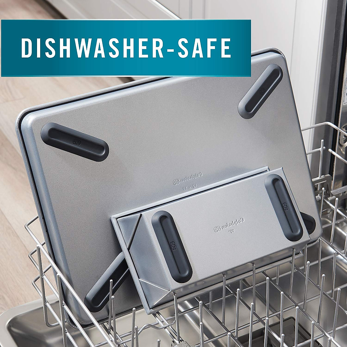 Calphalon Nonstick Bakeware Set, 6-Piece Set Includes Cookie Sheet, Cake, Brownie, Loaf, and Muffin Pans, Dishwasher Safe, Silver