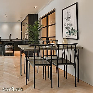 CAPHAUS 5 Pieces Dining Table & Chairs Set for 4, Space-Saving Rectangle Table w/Four Chairs for Kitchen, Dining Room, Breakfast Nook, Dinette, Modern Design Set, Brown Oak