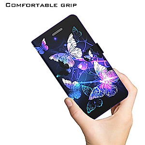 EnCASEs Wallet Case with Hand Strap for Samsung A53 5G,PU Leather Clip Flip Phone Case Cover with ID Card,Credit Card Pocket Holder (Stand Feature),Purple Butterfly Case for Samsung Galaxy A53 5G 2022